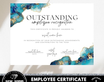 Employee Recognition Certificate Template, INSTANT DOWNLOAD, Printable ...
