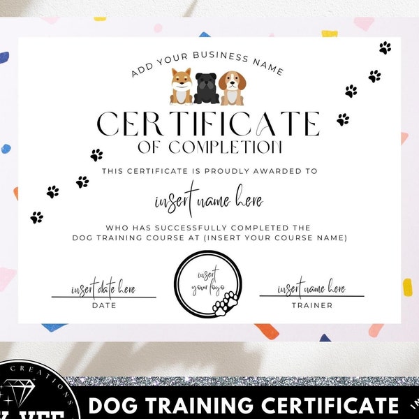 PRINTABLE Blank PDF, Puppy Dog Graduation Certificate Template, Puppy ...