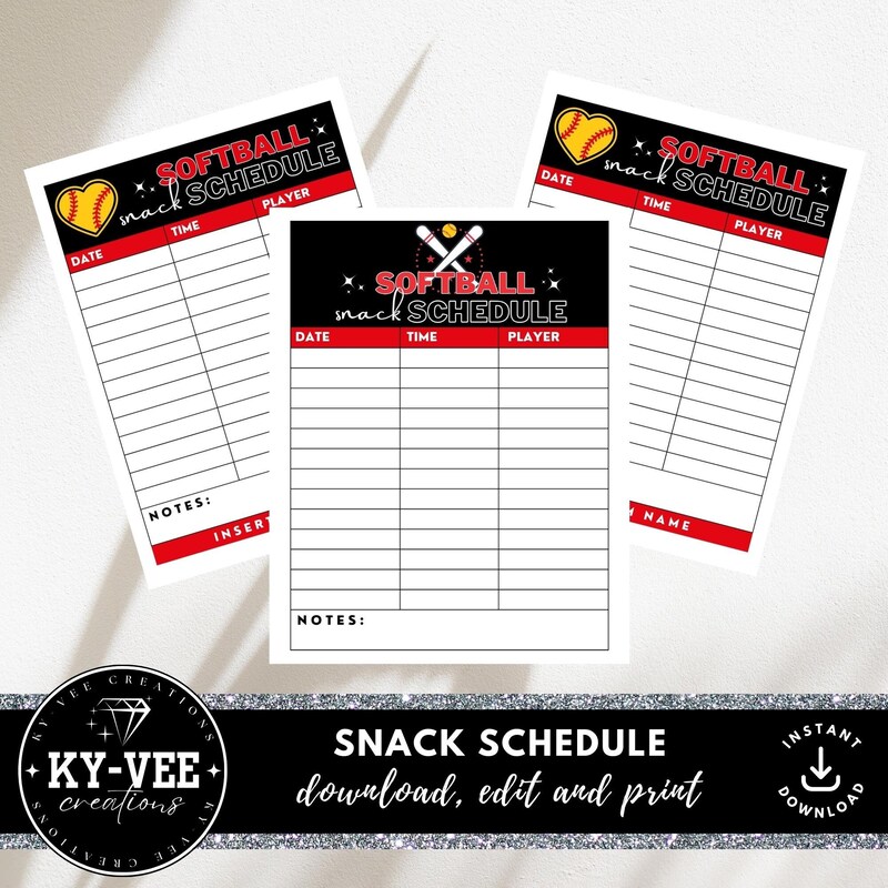 Softball Sign up Sheet - Etsy