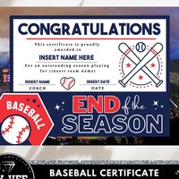 Editable Baseball Award Certificates, Award Ceremony Certificates, End ...
