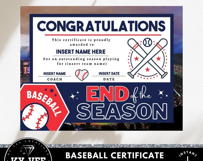 Editable Baseball Award Certificate - Etsy