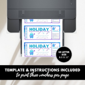 Printable Travel Gift Certificate Template, INSTANT DOWNLOAD, Holiday ...