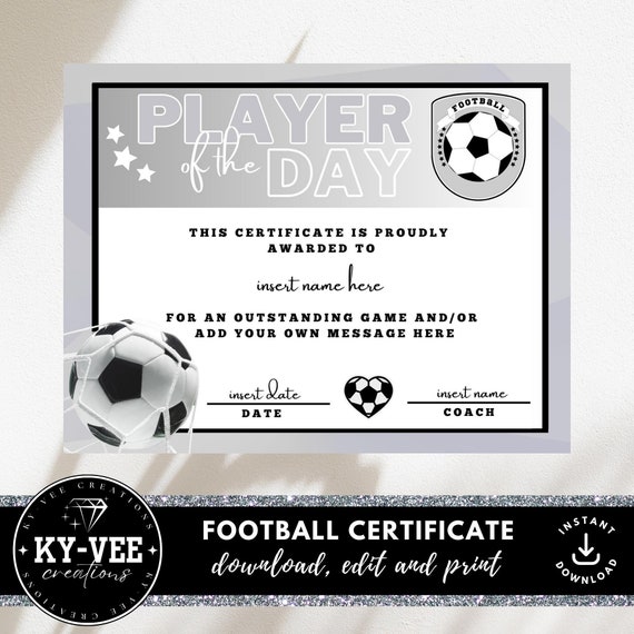 Player Of The Day Certificate Template