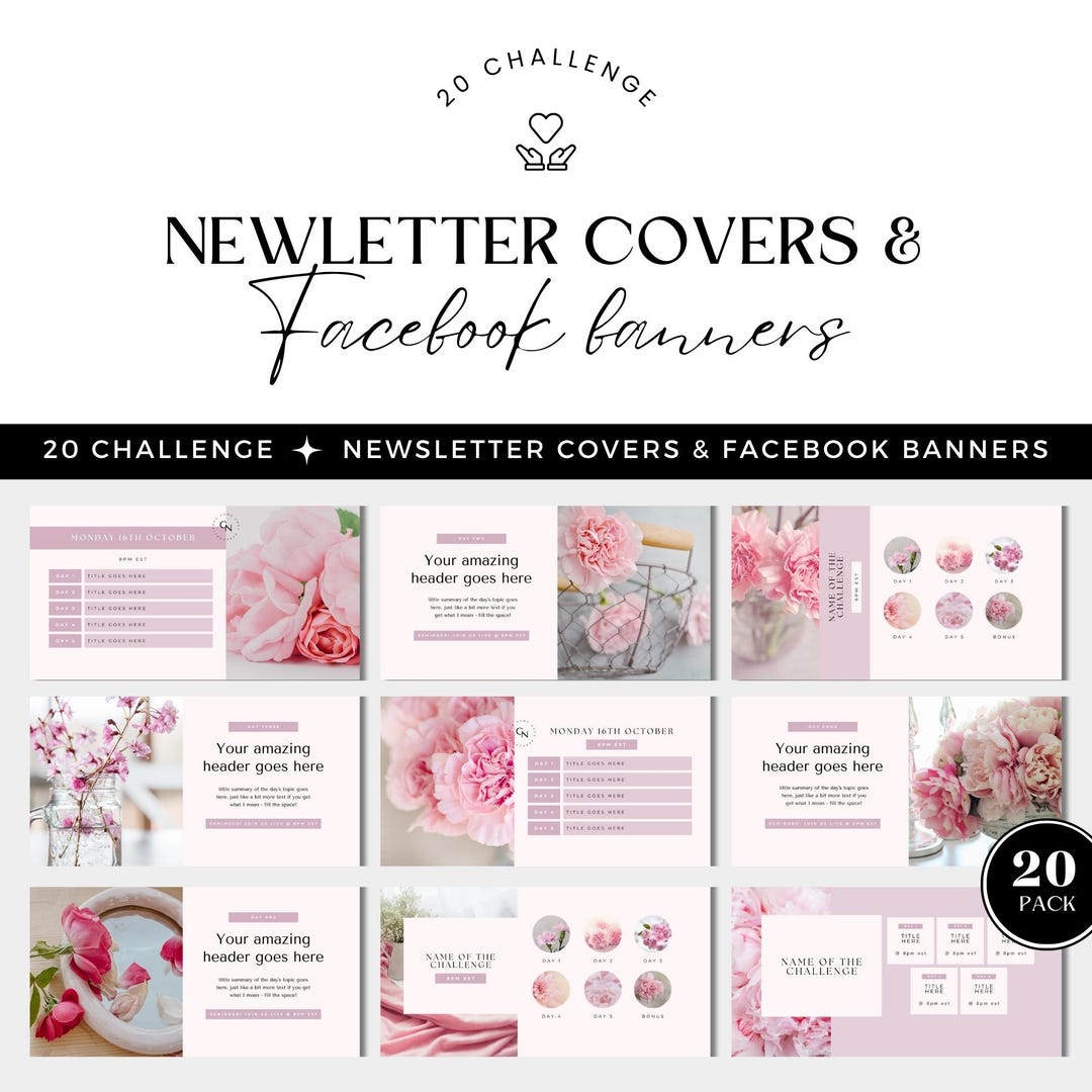 Challenge Facebook Group Banners and Email Newsletter Covers, 20 Pack ...