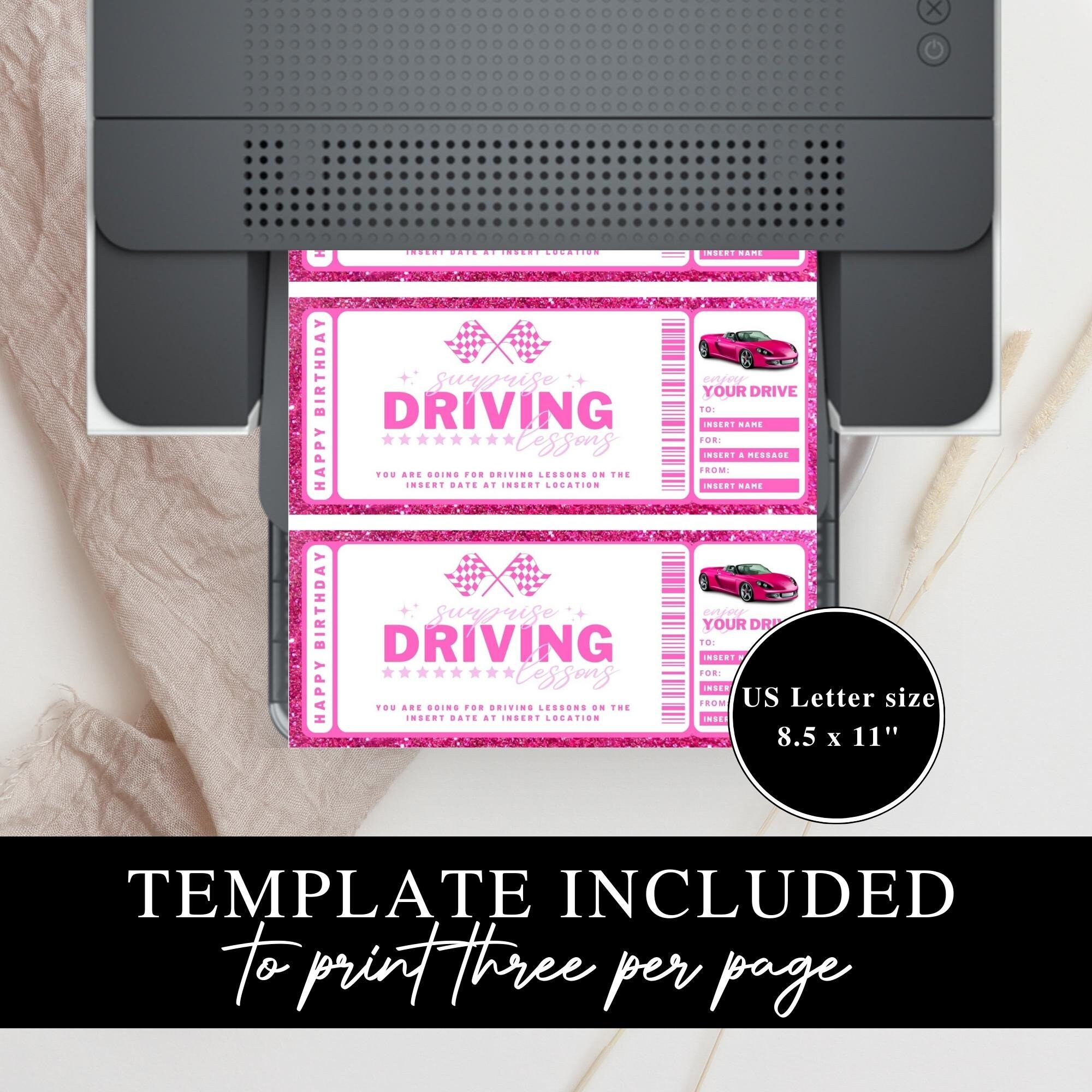 Surprise Driving Lessons Gift Certificate INSTANT DOWNLOAD - Etsy