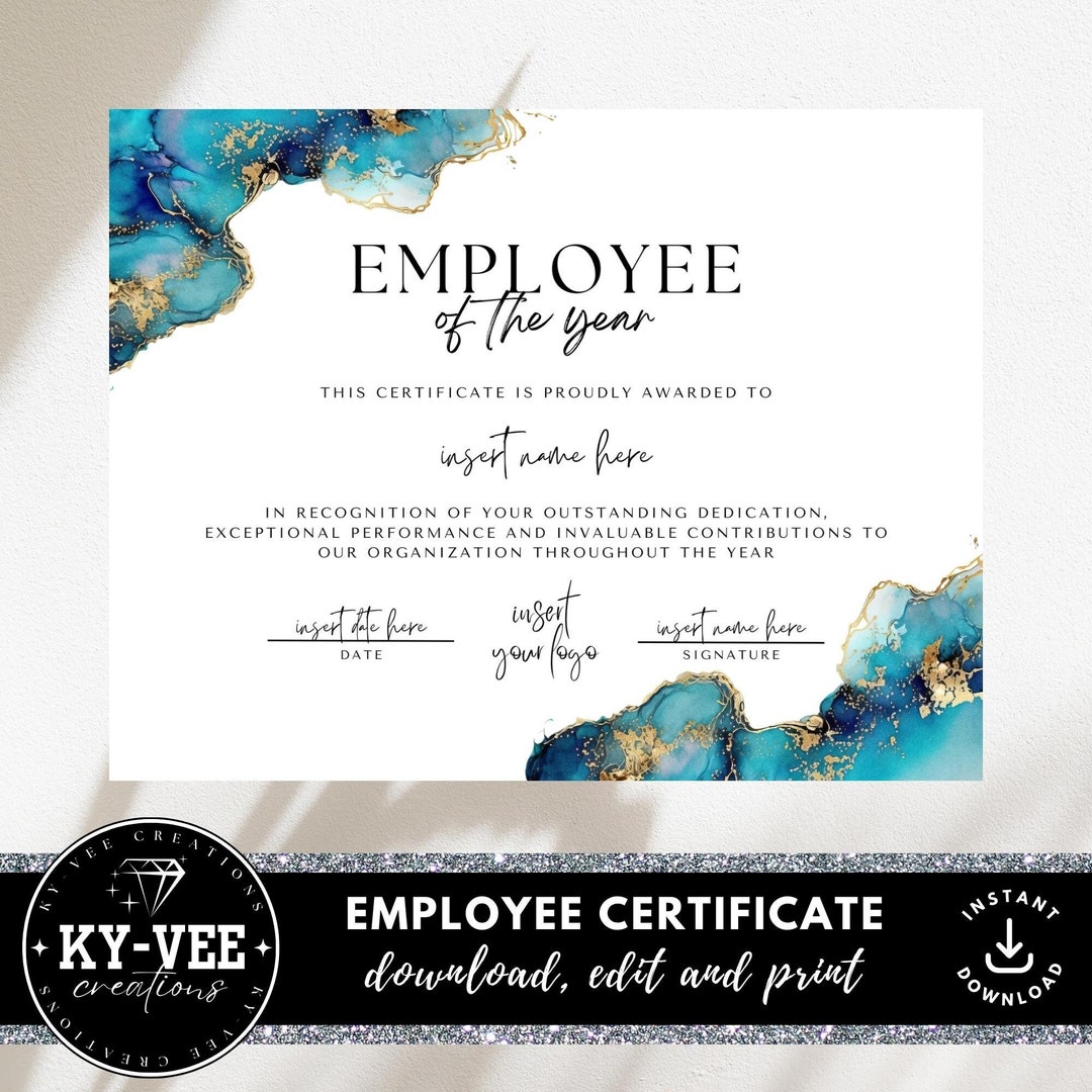 Employee Recognition Certificate Template, INSTANT DOWNLOAD, Printable ...