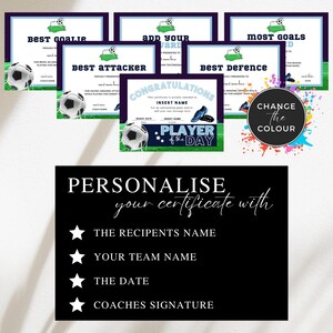 15 Printable Soccer Award Certificates, INSTANT DOWNLOAD, Editable ...