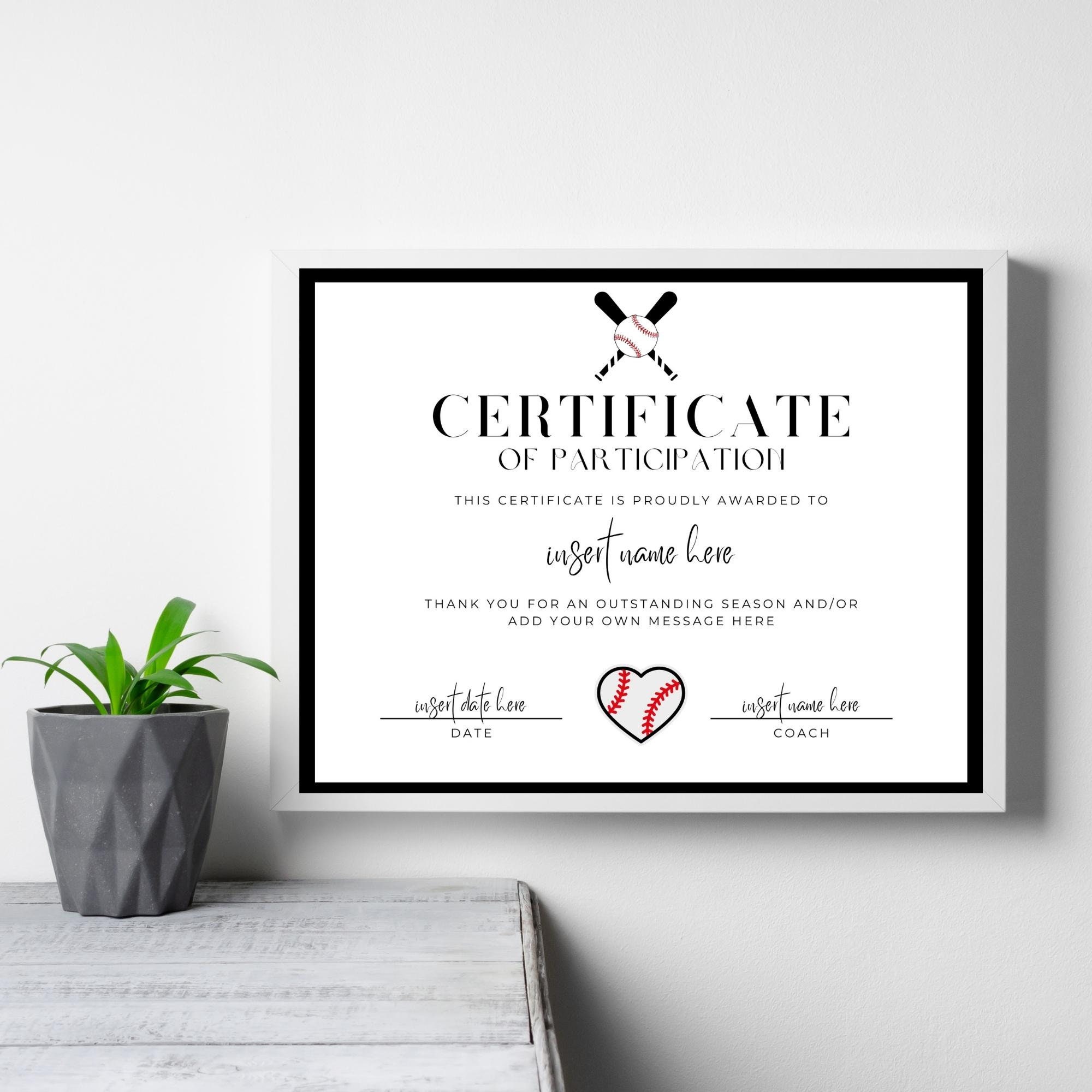 Printable Softball Certificates, INSTANT DOWNLOAD, Editable Softball ...