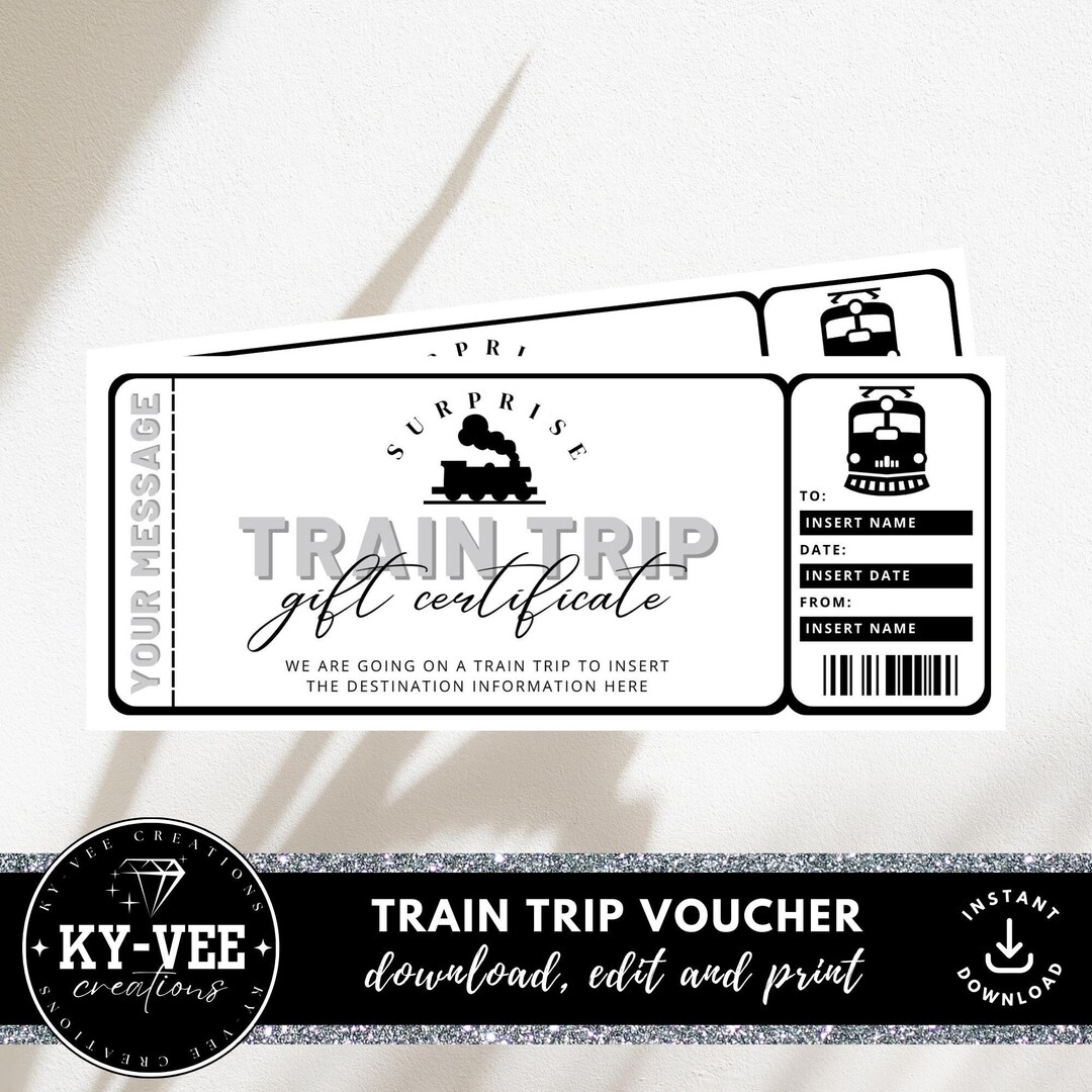 Train Ticket Template, INSTANT DOWNLOAD, Printable Train Tickets ...