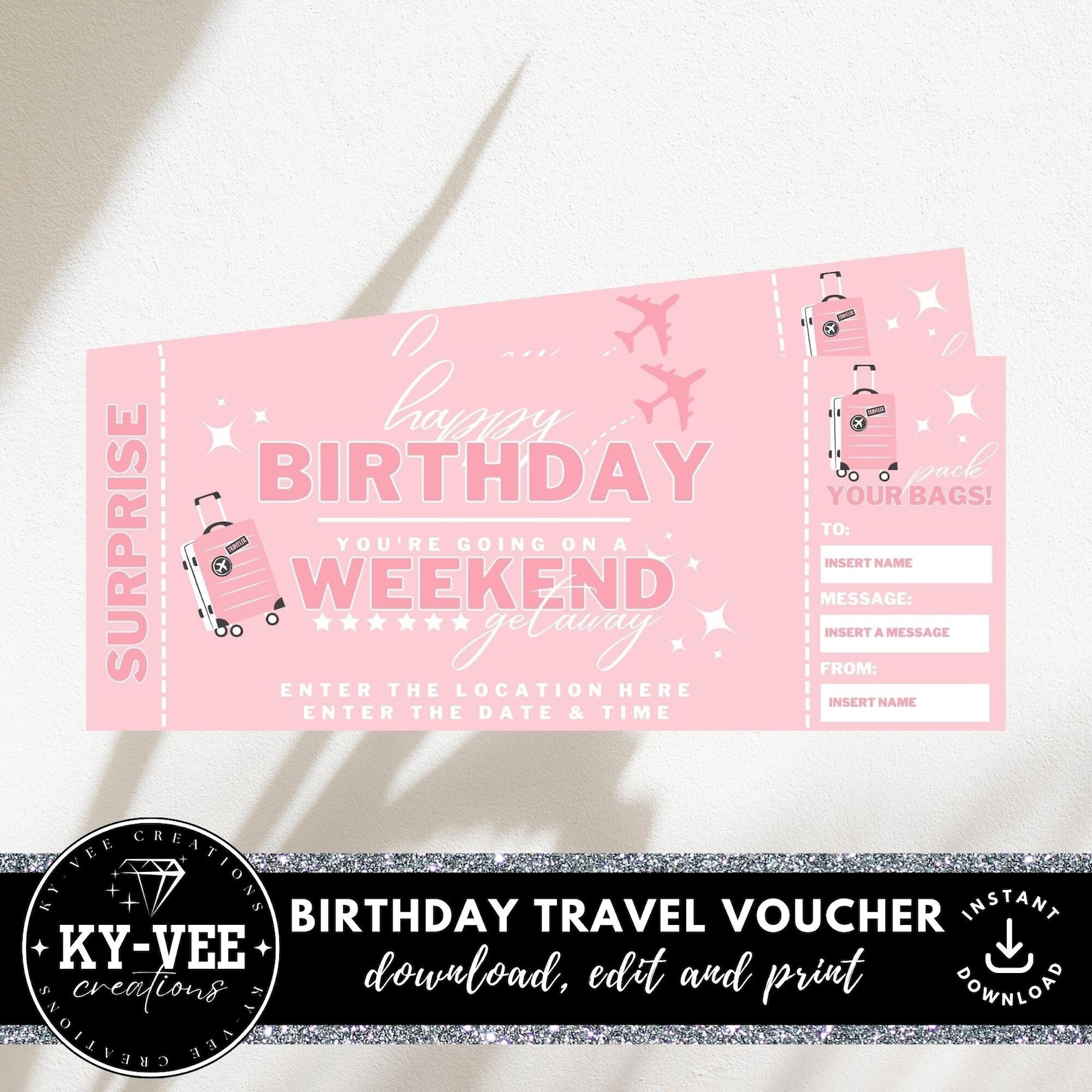 Weekend Getaway Gift Certificate, INSTANT DOWNLOAD, Printable Travel ...