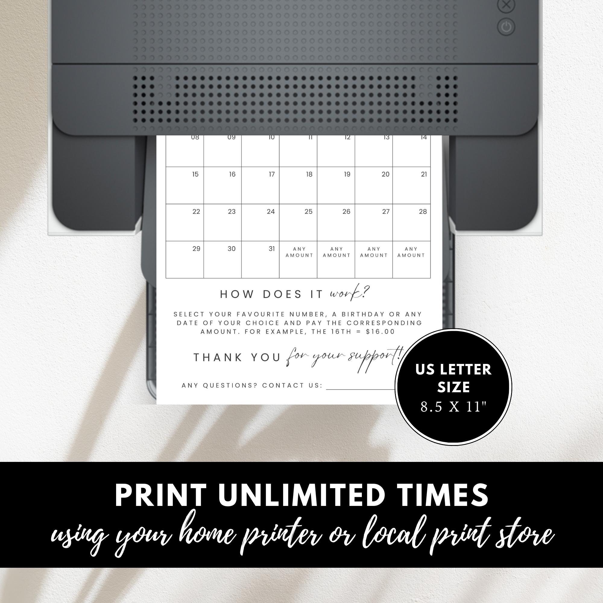 Pick a Date to Donate Minimal Calendar, Printable Pay the Day ...