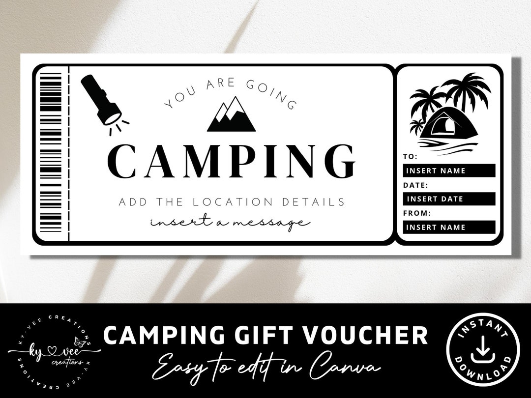 Camping Gift Certificate INSTANT DOWNLOAD Editable Canva - Etsy