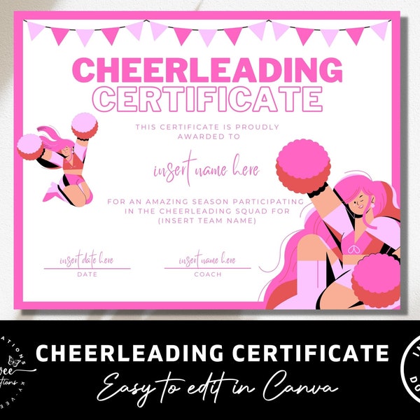 Cheerleading Participation Certificates - Etsy