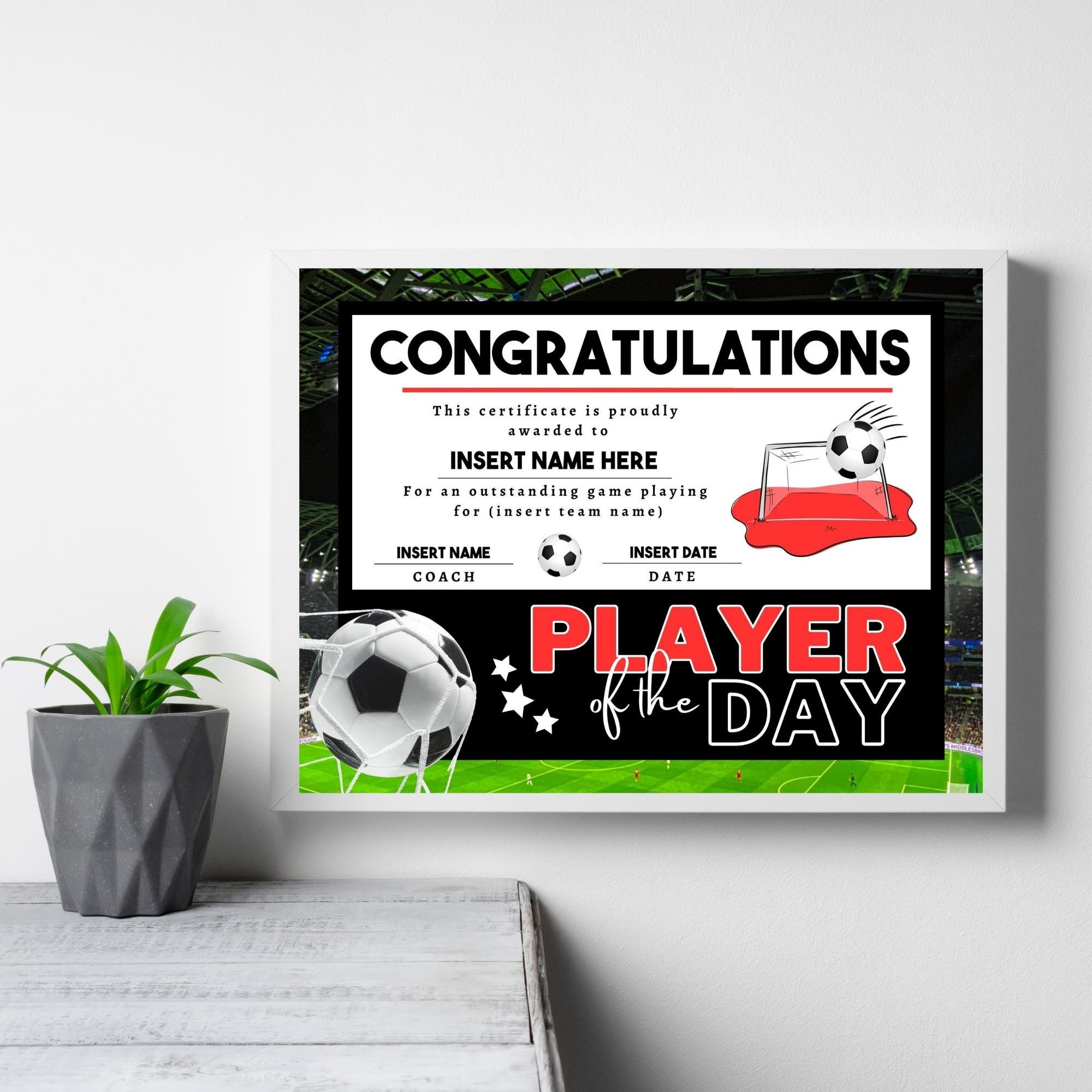 Player Of The Day Certificate Template
