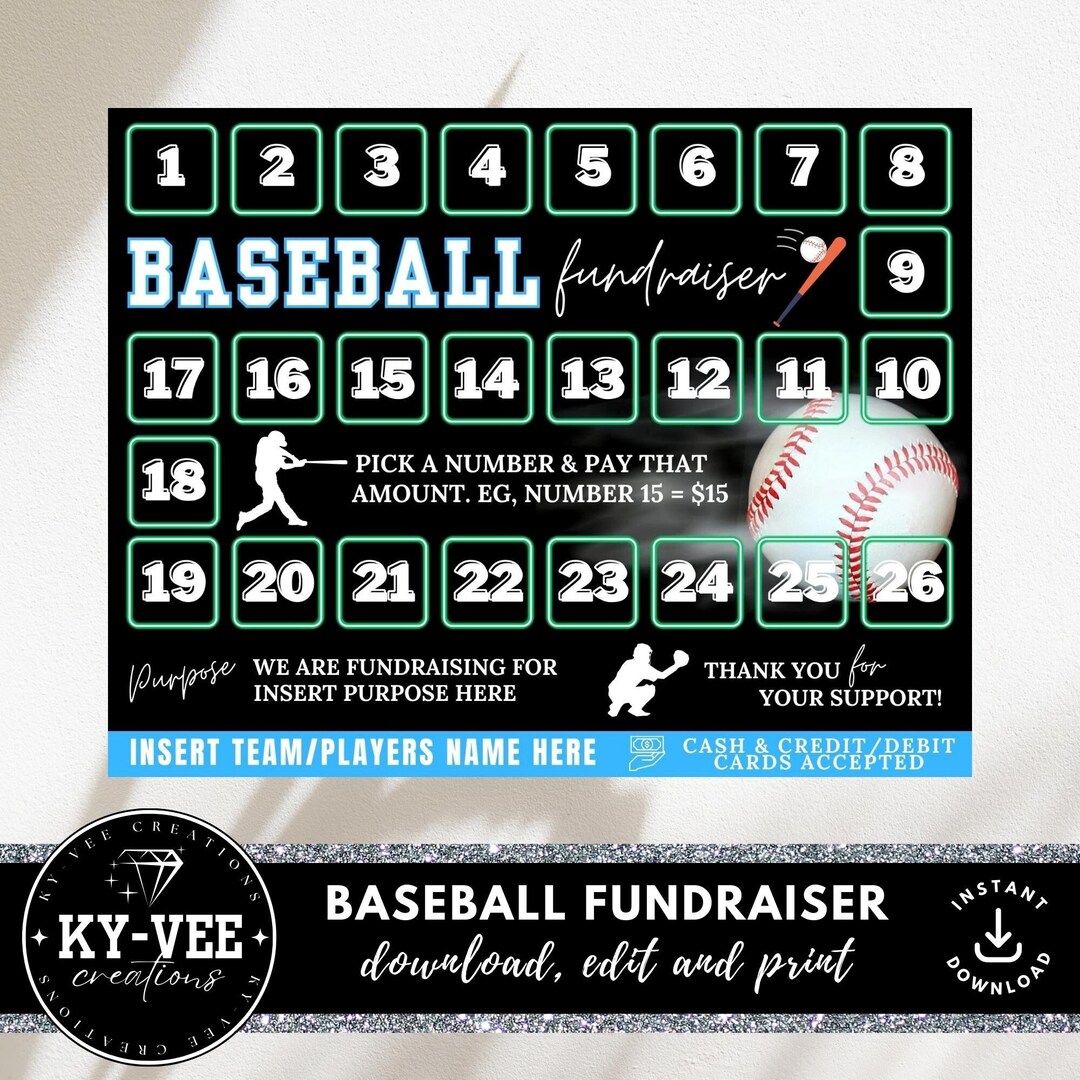 Baseball Fundraiser Flyer Template With Payment Tracker, Pay the Day ...