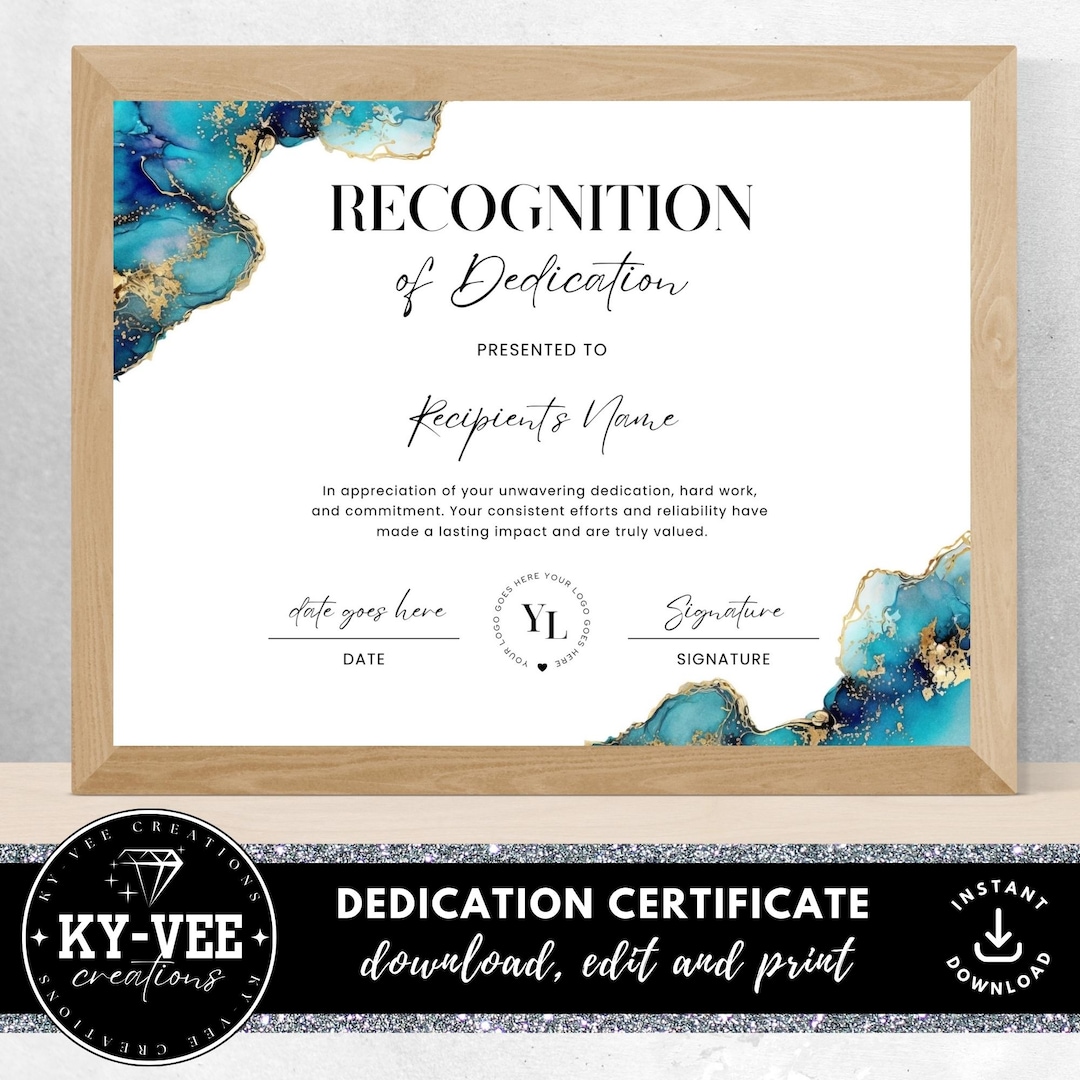 Recognition of Dedication Certificate, Employee Appreciation Template ...
