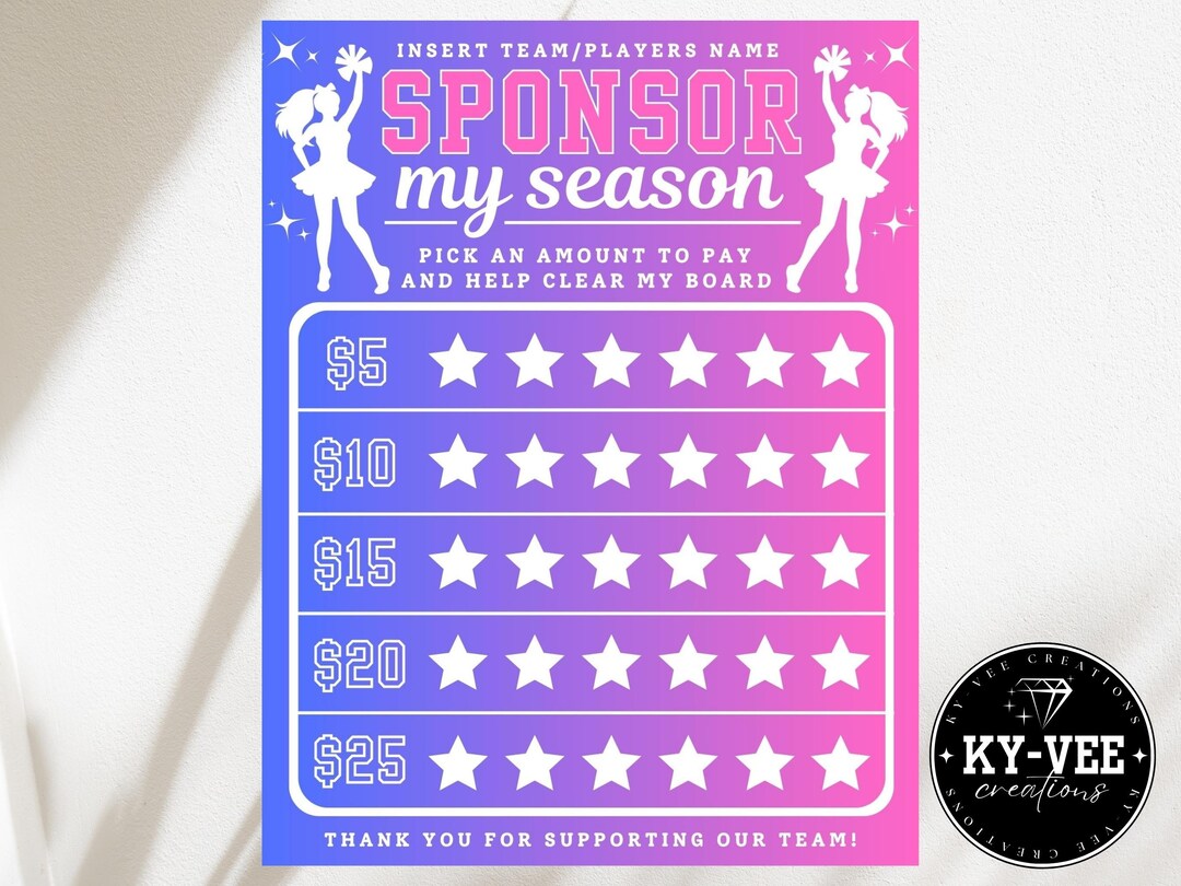 Clear the Board Fundraiser, Sponsor My Cheer Season Template, Black Out ...