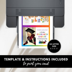 Kindergarten Graduation Card, INSTANT DOWNLOAD, Editable Kindy Graduate ...