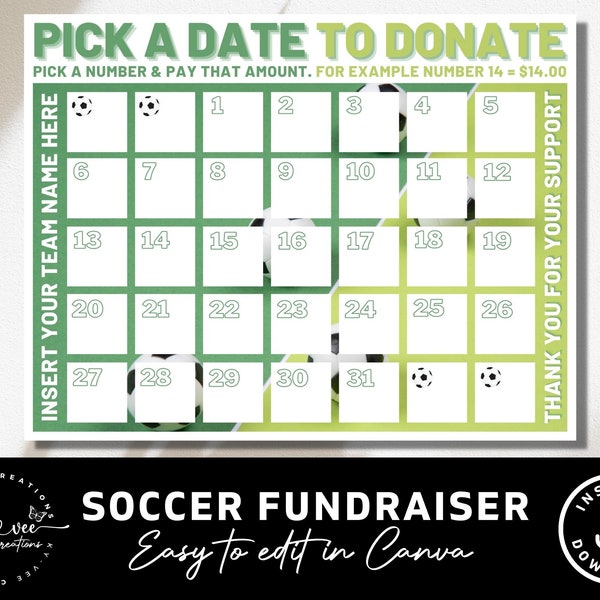 Pay The Day Calendar Soccer Etsy