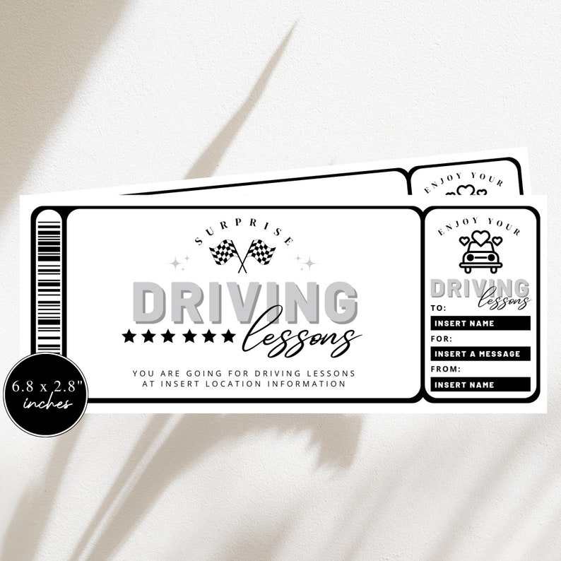 Driving Lesson Voucher Canva Template INSTANT DOWNLOAD - Etsy