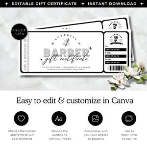 Barber Gift Certificate, Printable Hair Cut Styling Coupons, Editable ...