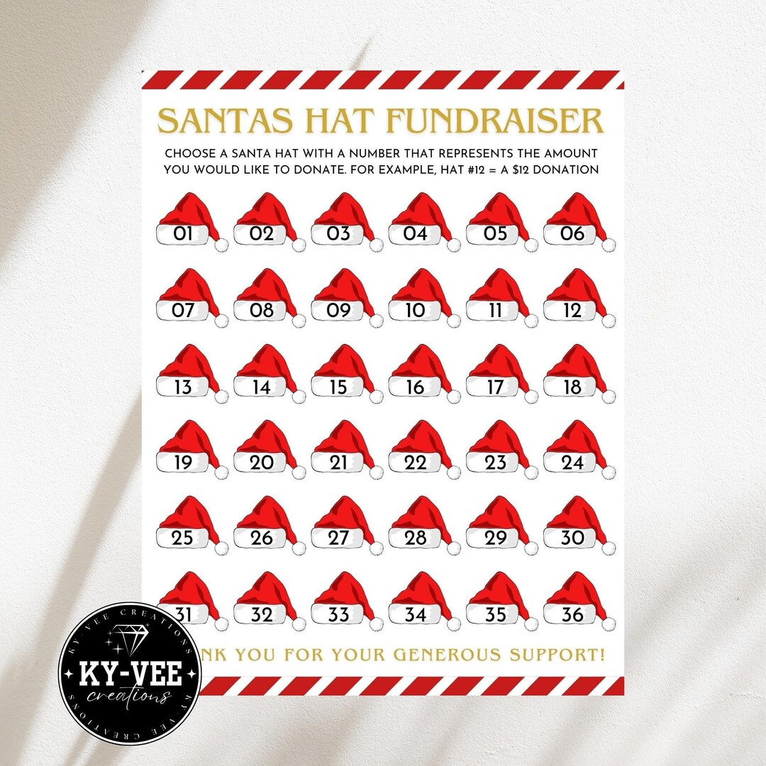 Santa Hat Fundraiser, Printable Clear the Board, Black Out My Board ...