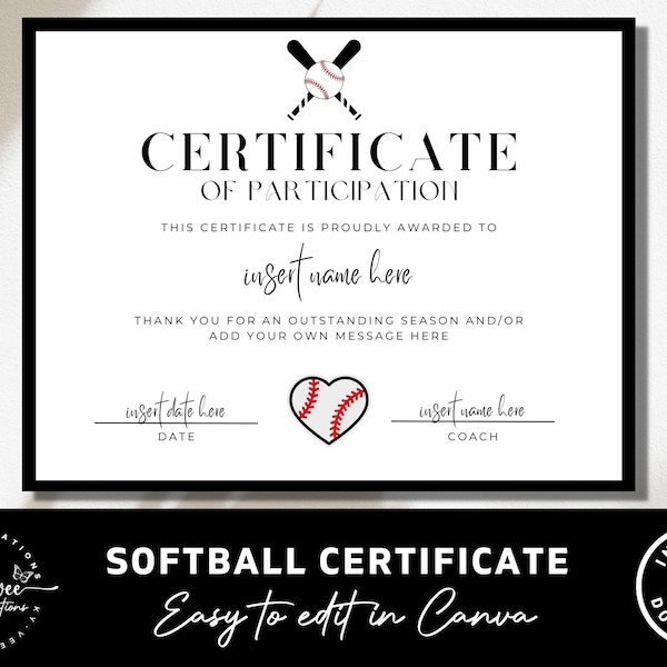 Softball Award Template - Etsy