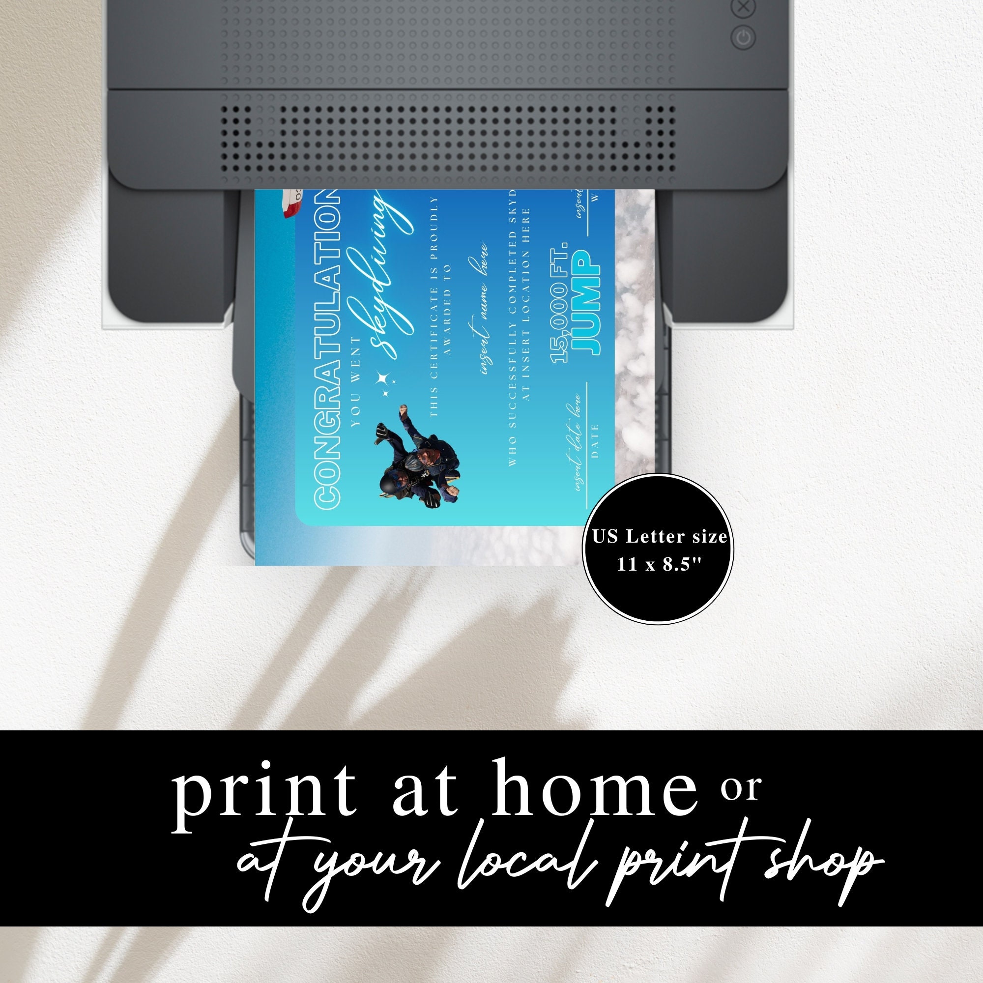 Skydiving Certificate INSTANT DOWNLOAD Editable Skydiving - Etsy UK