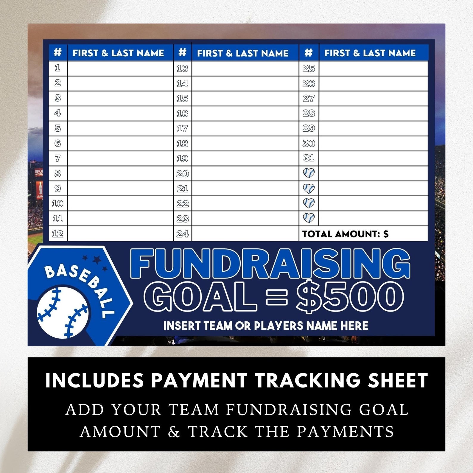 Pick a Date to Donate Baseball Editable Calendar Fundraiser Template ...