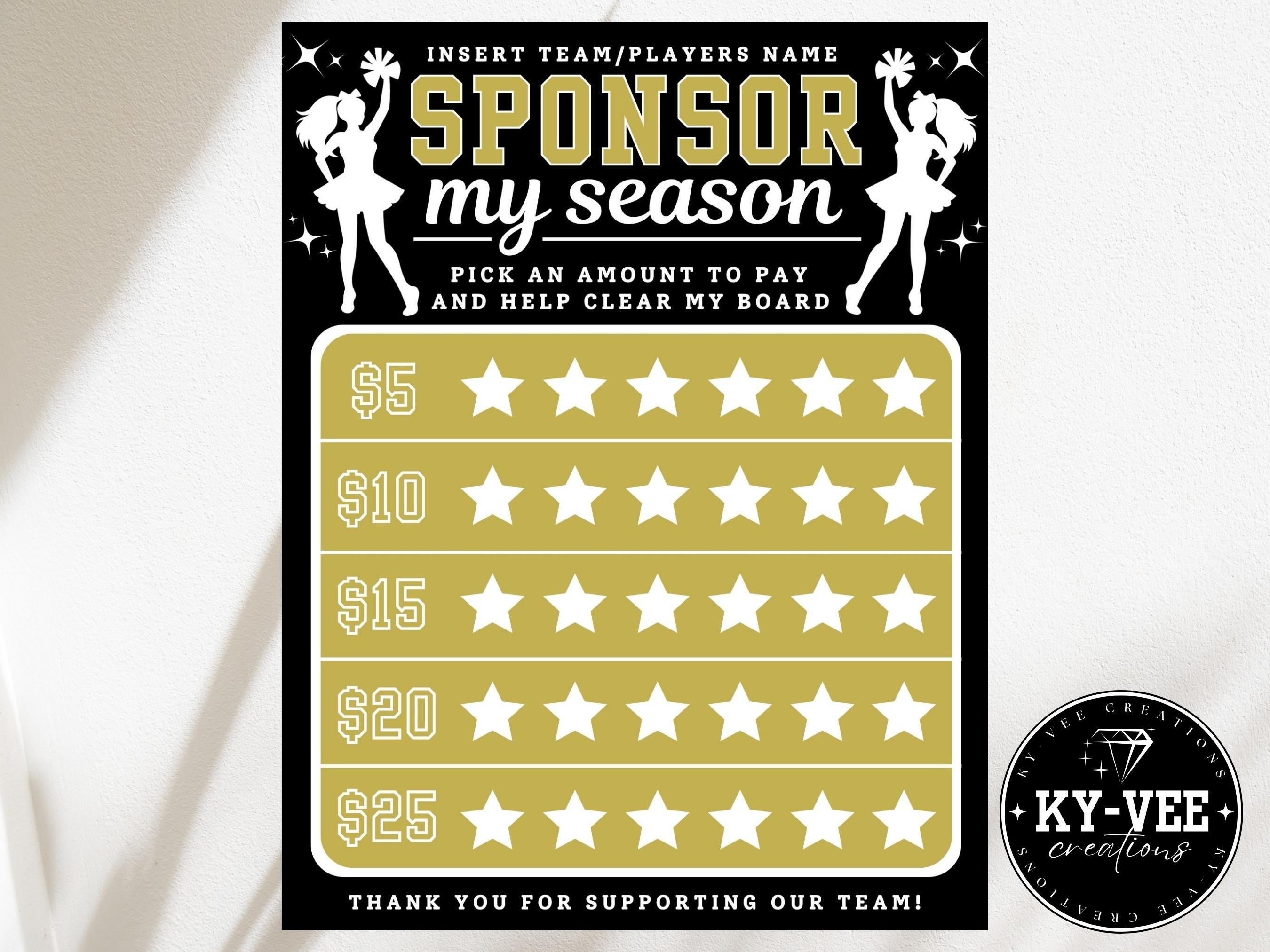 Clear the Board Fundraiser, Sponsor My Cheer Season Template, Black Out ...