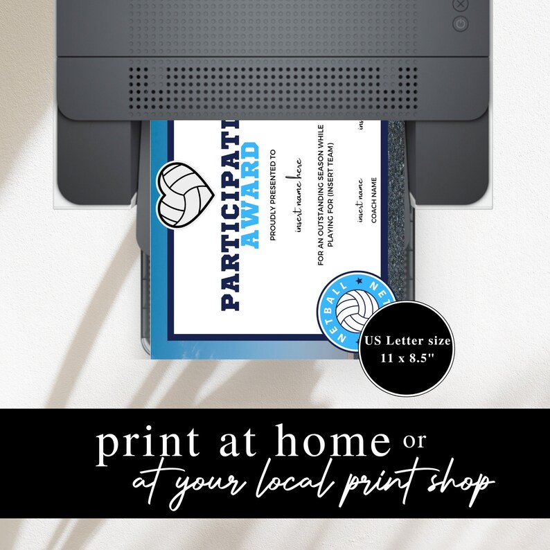 Netball Certificate Template INSTANT DOWNLOAD Printable - Etsy Australia