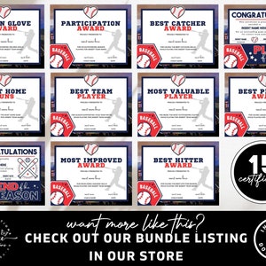 Editable Baseball Certificate Template INSTANT DOWNLOAD - Etsy