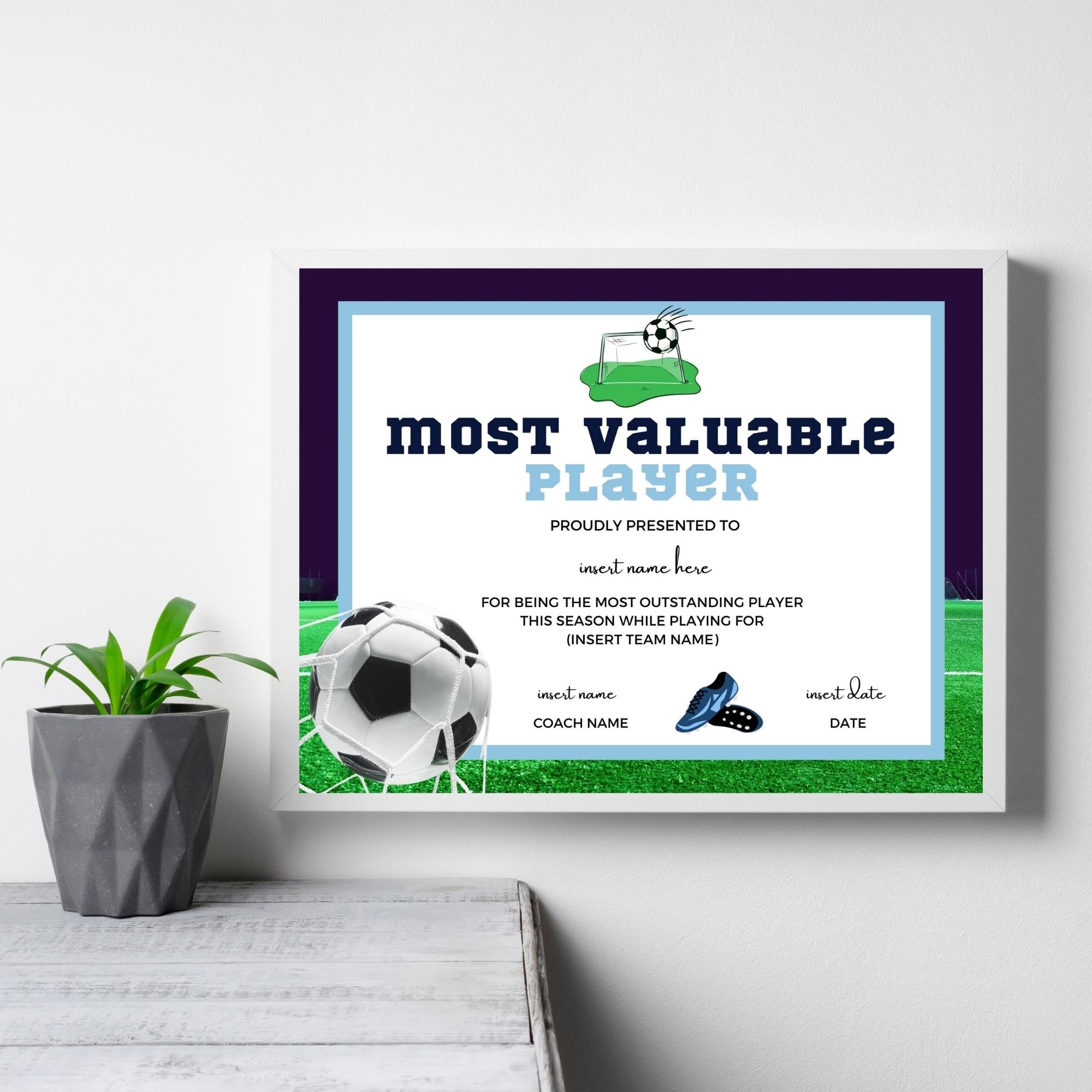 Most Valuable Soccer Player Award Certificate Soccer Certificates! 15