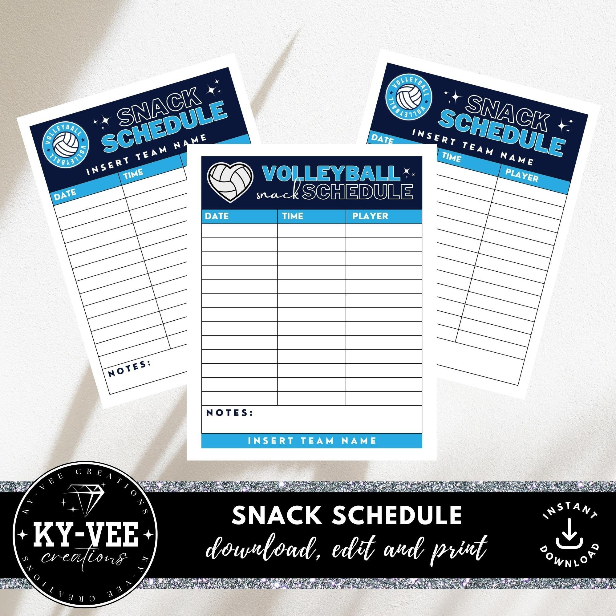 Volleyball Practice Schedule Template, INSTANT DOWNLOAD, Editable ...