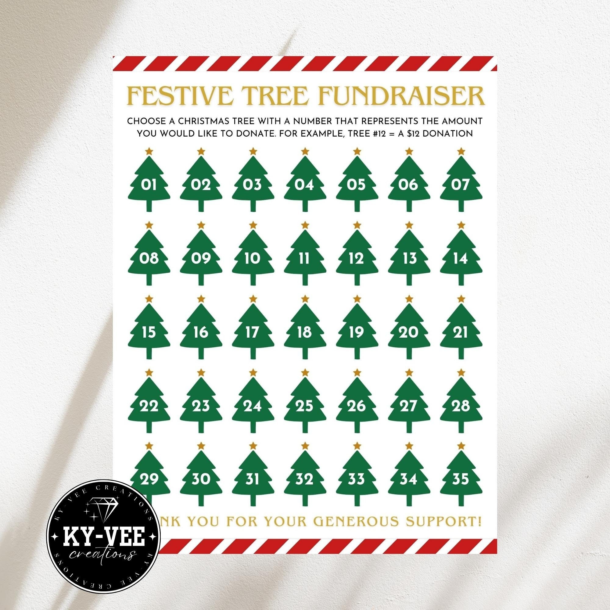 Christmas Tree Printable Fundraiser, Pay the Day, Black Out My Board ...