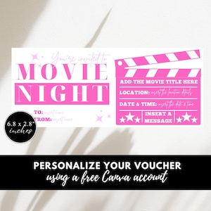 Printable Movie Night Ticket Template, INSTANT DOWNLOAD, Movie Ticket ...