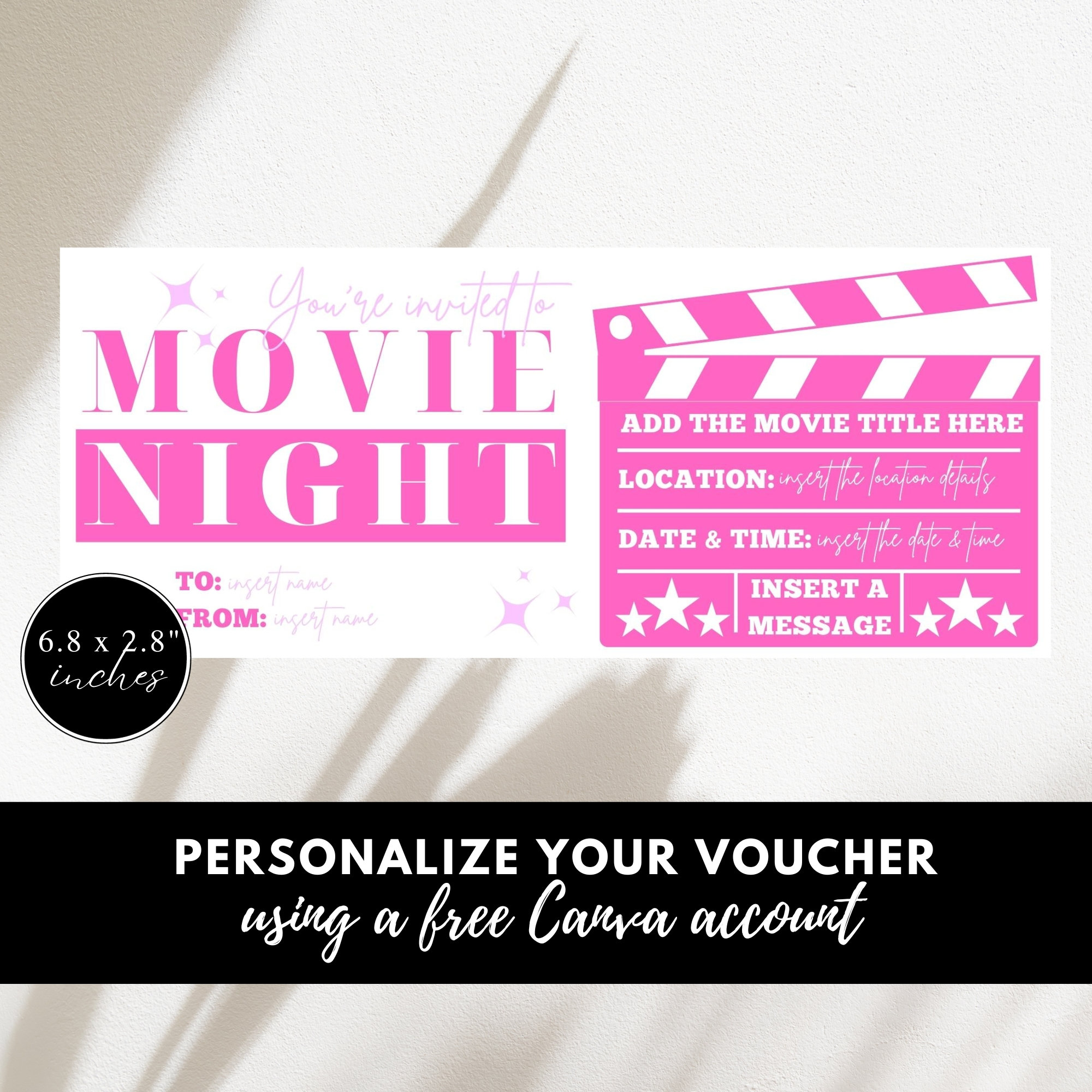 Printable Movie Night Ticket Template INSTANT DOWNLOAD Movie - Etsy