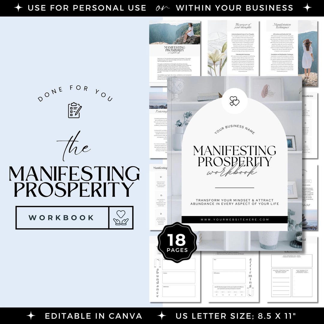 Manifesting Prosperity Workbook, Manifestation Journal, Mindset ...