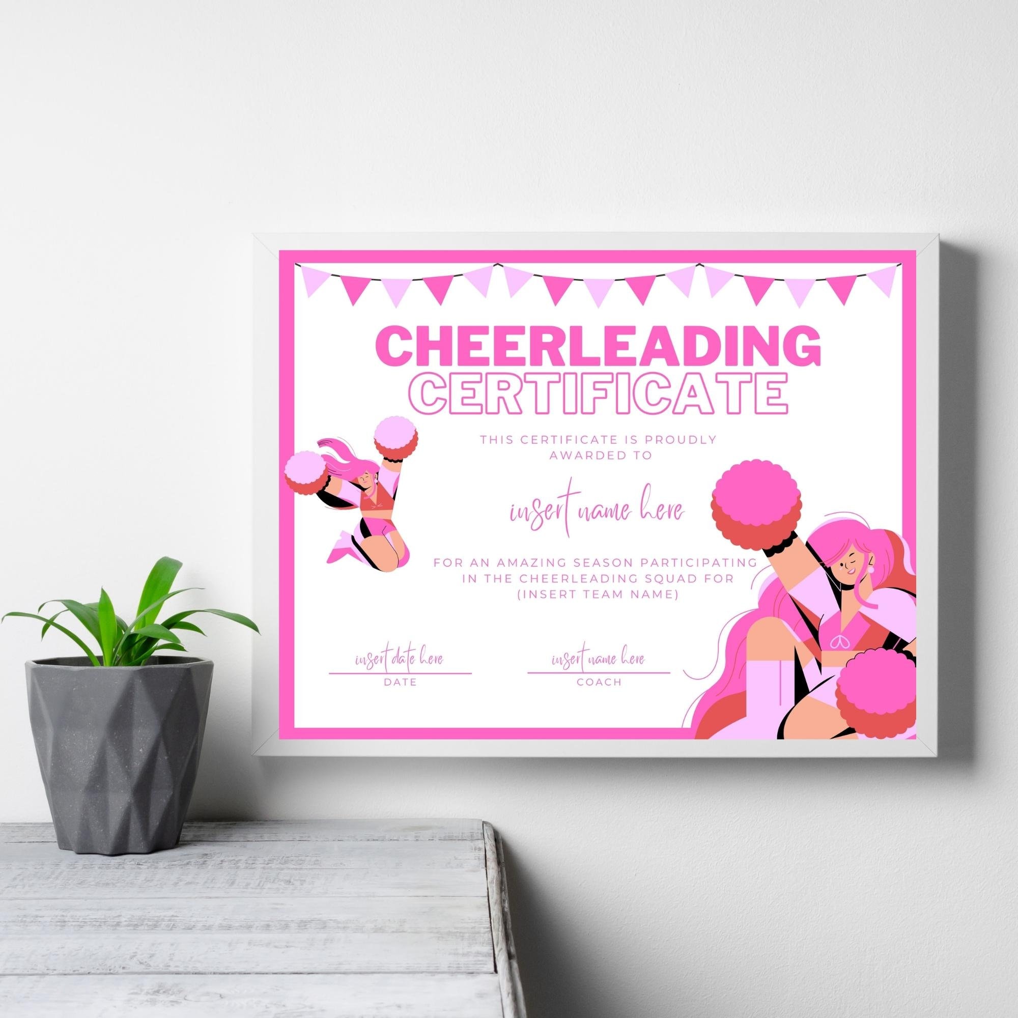 Cheer Certificate, INSTANT DOWNLOAD, Editable Cheerleading Certificate ...