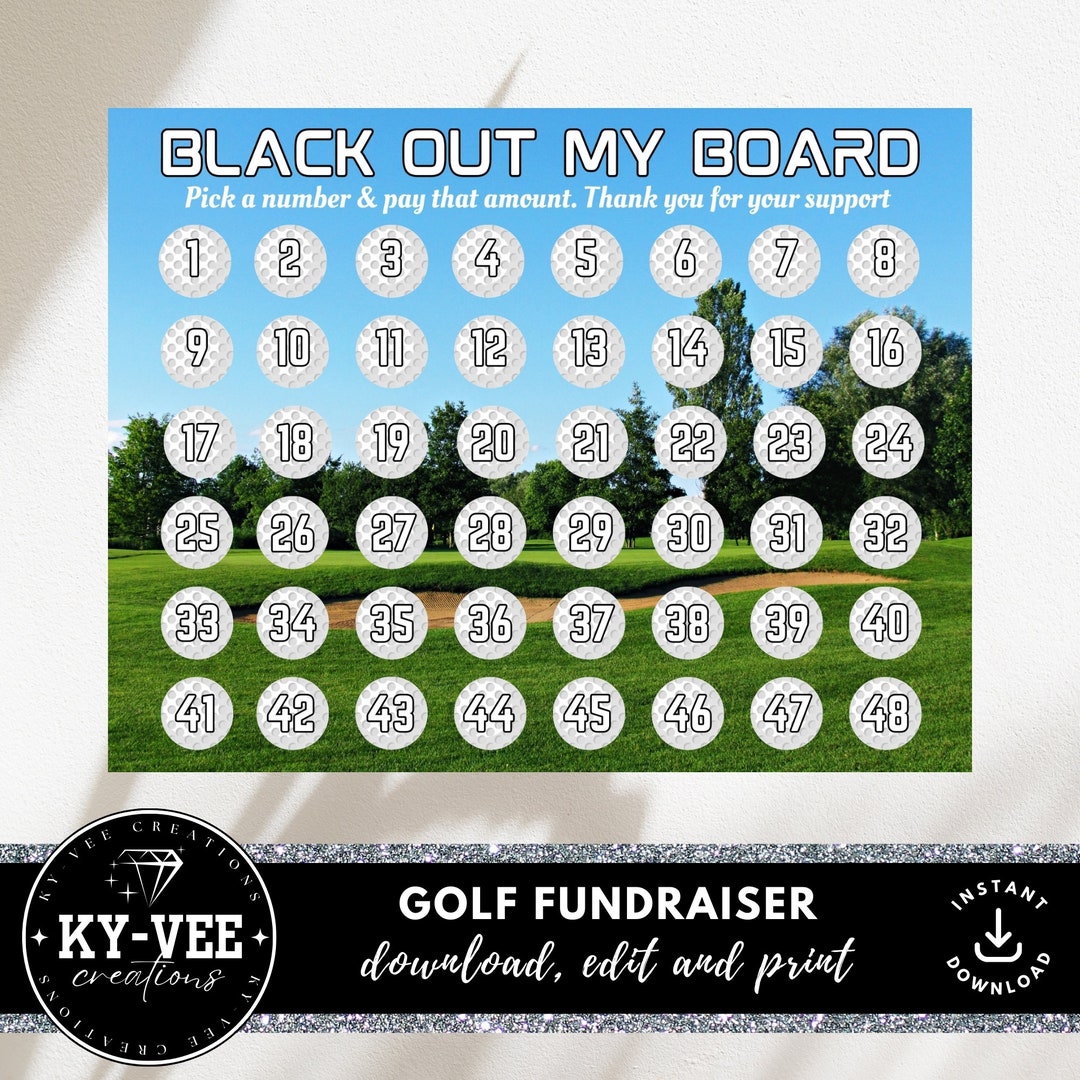 Black Out My Board Golf Fundraiser Template, Fundraising for Donations ...