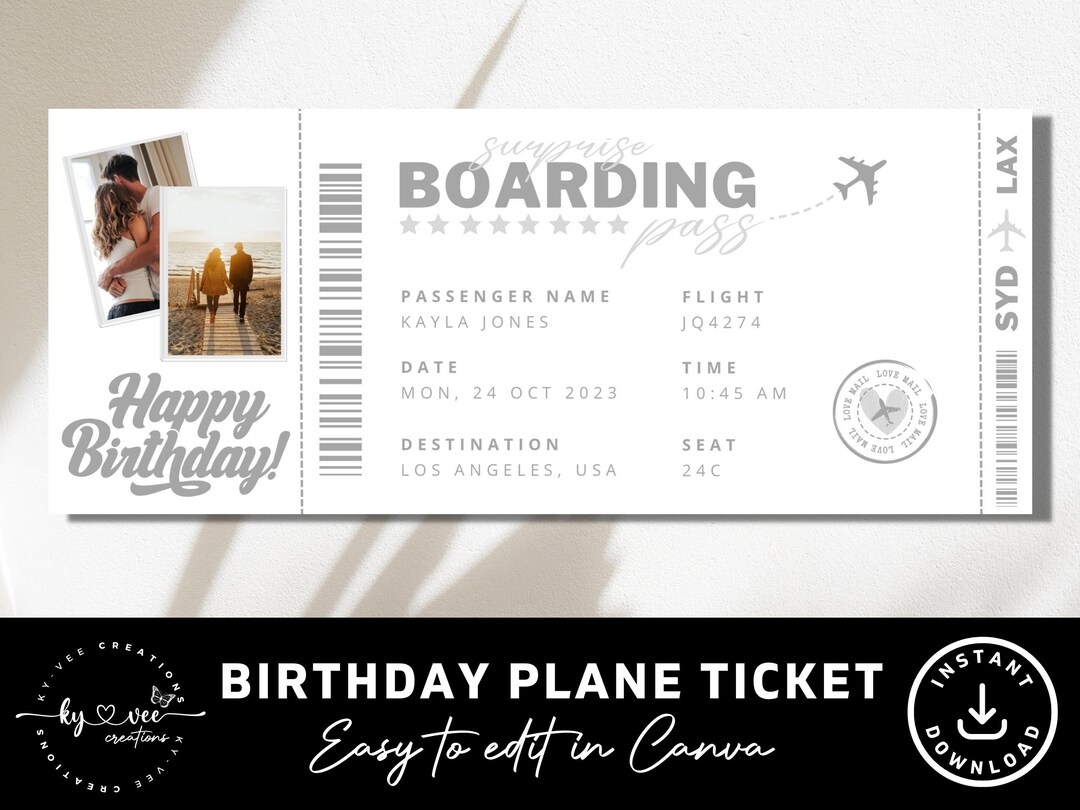 Fake Printable Plane Tickets INSTANT DOWNLOAD Surprise - Etsy