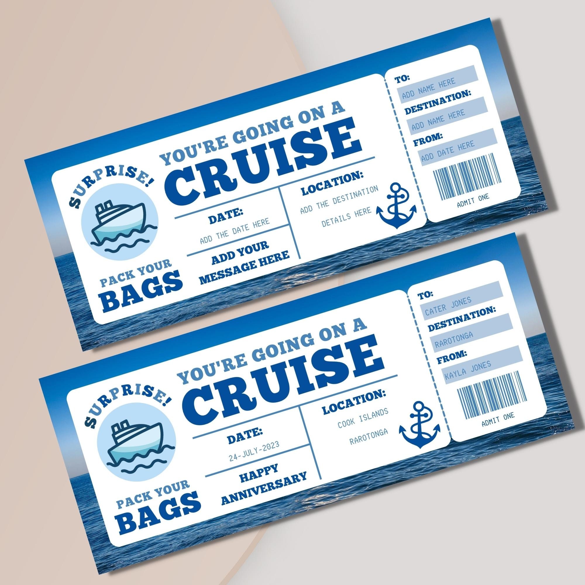 Cruise Boarding Pass Template Instant Download Printable Etsy