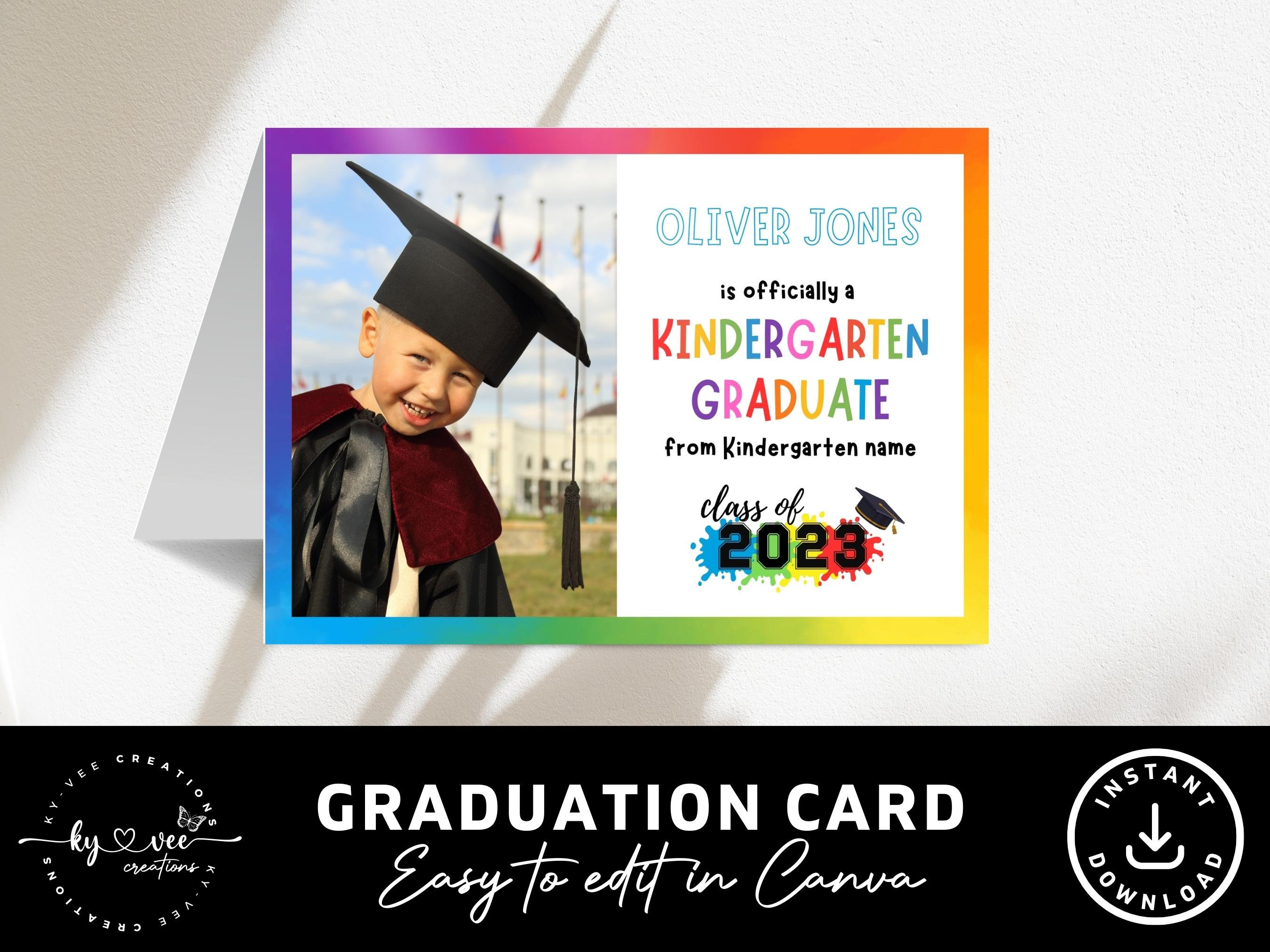 Kindergarten Graduation Card INSTANT DOWNLOAD Editable Kindy - Etsy