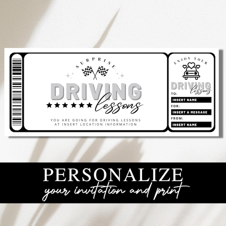 Driving Lesson Voucher Canva Template INSTANT DOWNLOAD - Etsy