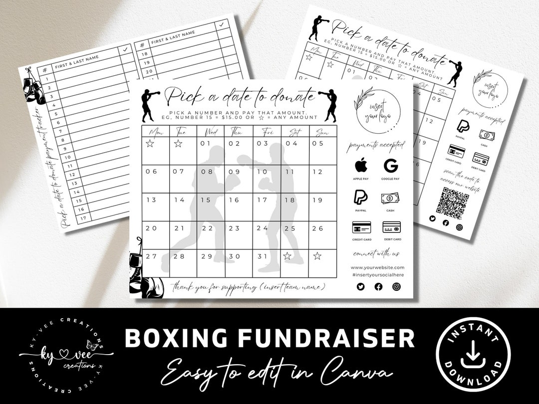 Pick a Date to Donate Boxing Pay the Day Fundraiser With - Etsy