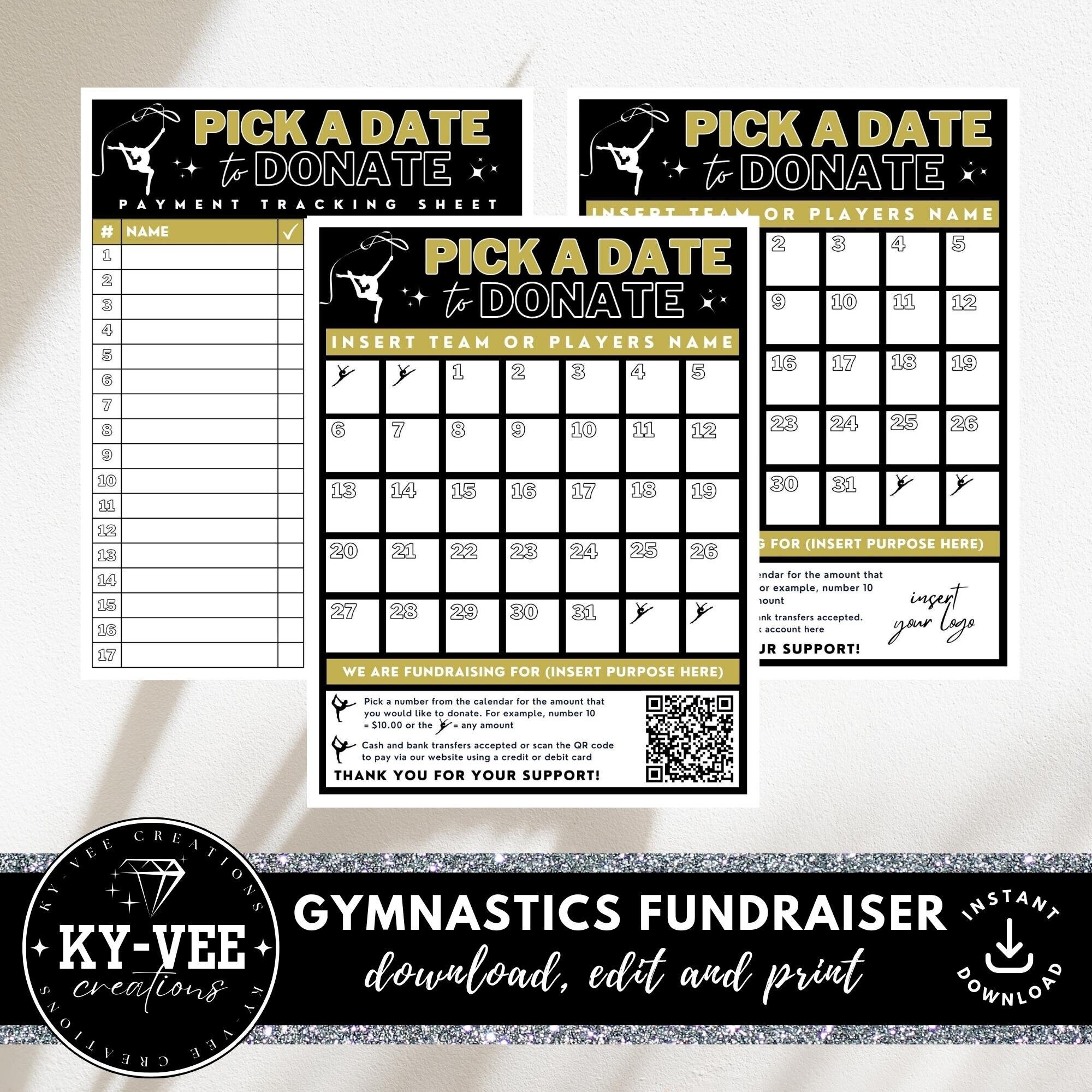 Fundraiser Calendar Gymnastics, Sponsor My Uniform Template, Pick a ...