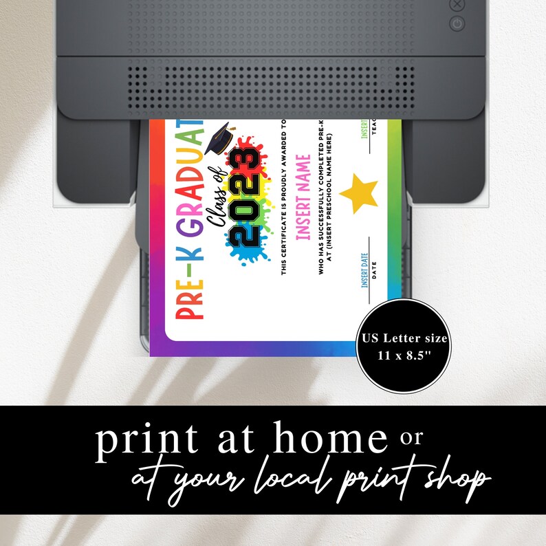 Pre K Graduation Certificate INSTANT DOWNLOAD Printable - Etsy