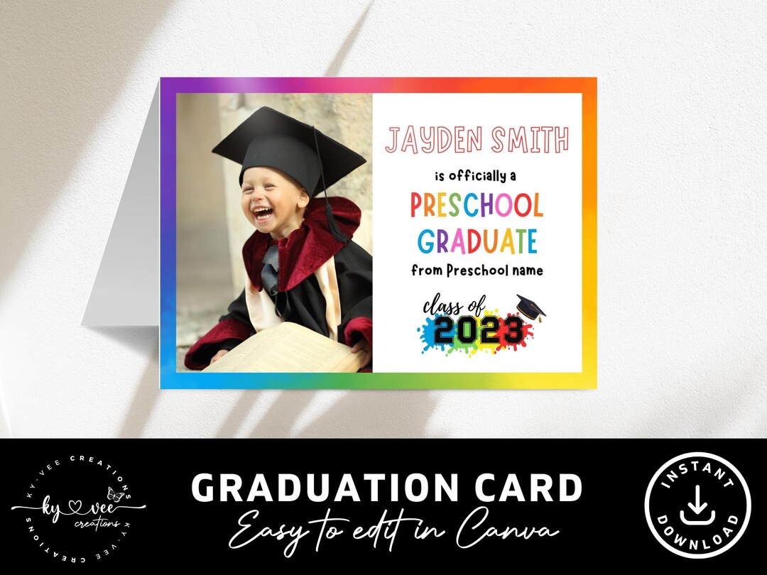 Preschool Graduation Card INSTANT DOWNLOAD Printable - Etsy