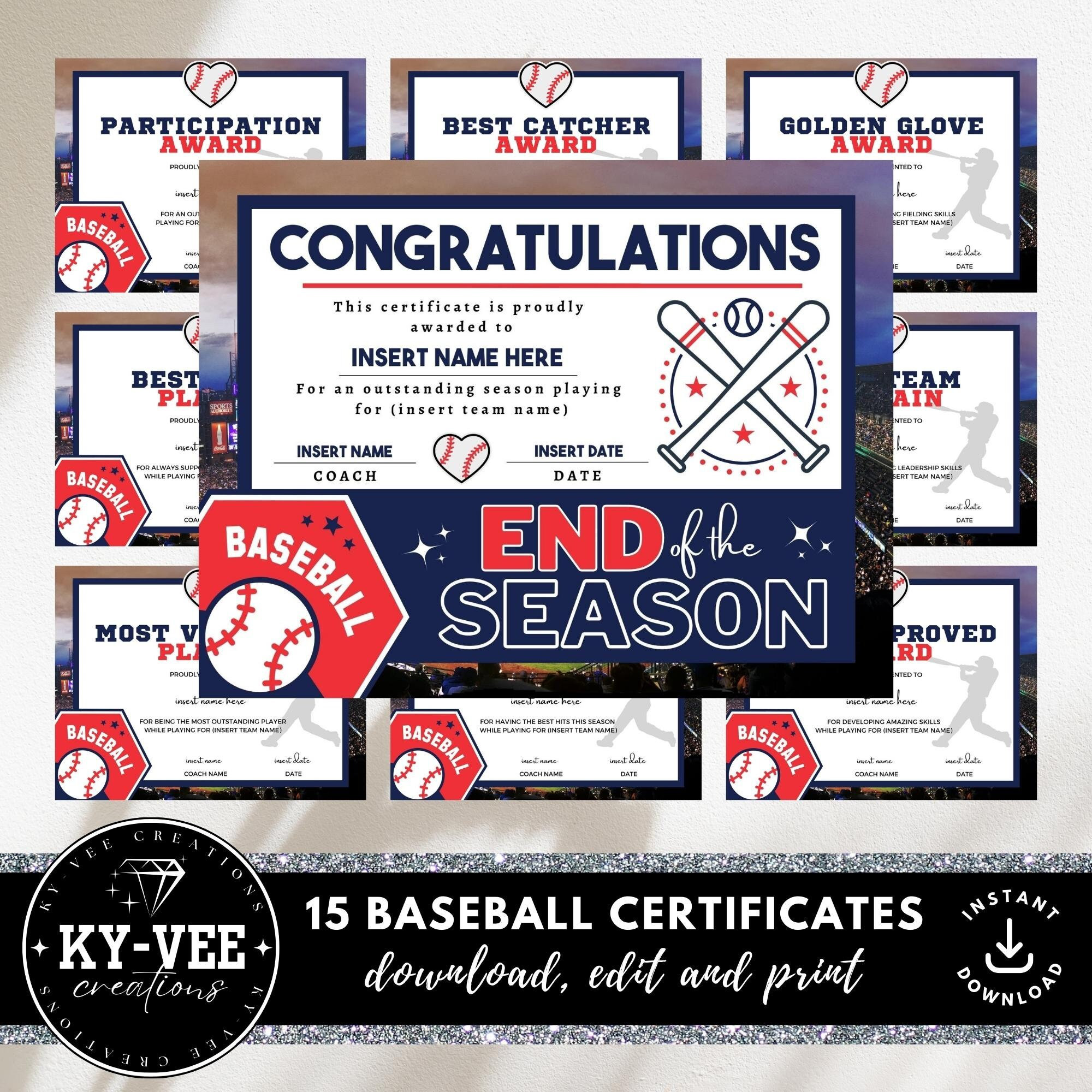 Baseball Award Certificate Template for Sports Teams, 15 Printable ...