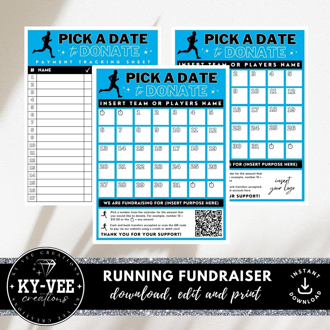 Fundraiser Tracker Donation Template for Running or Track and Field ...